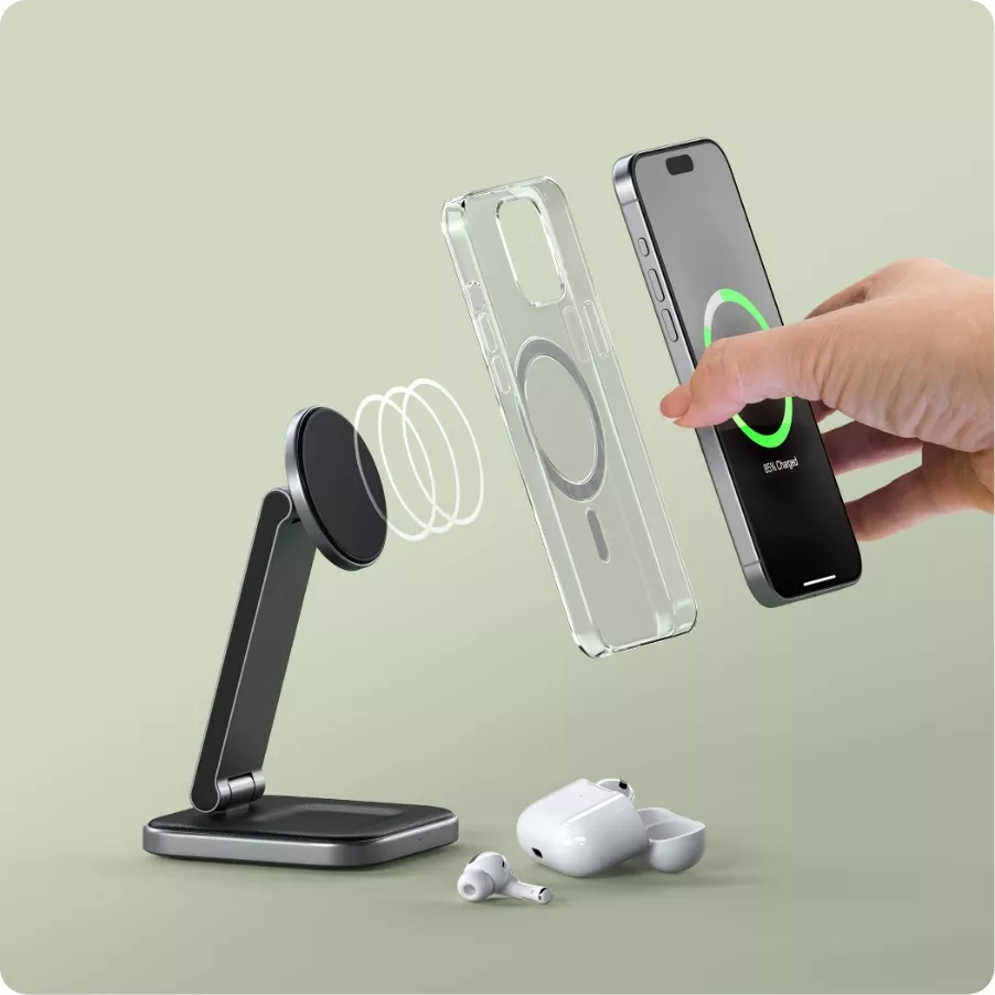 Satechi Foldable Qi2 Wireless Charging Stand Solusi Praktis Isi Daya